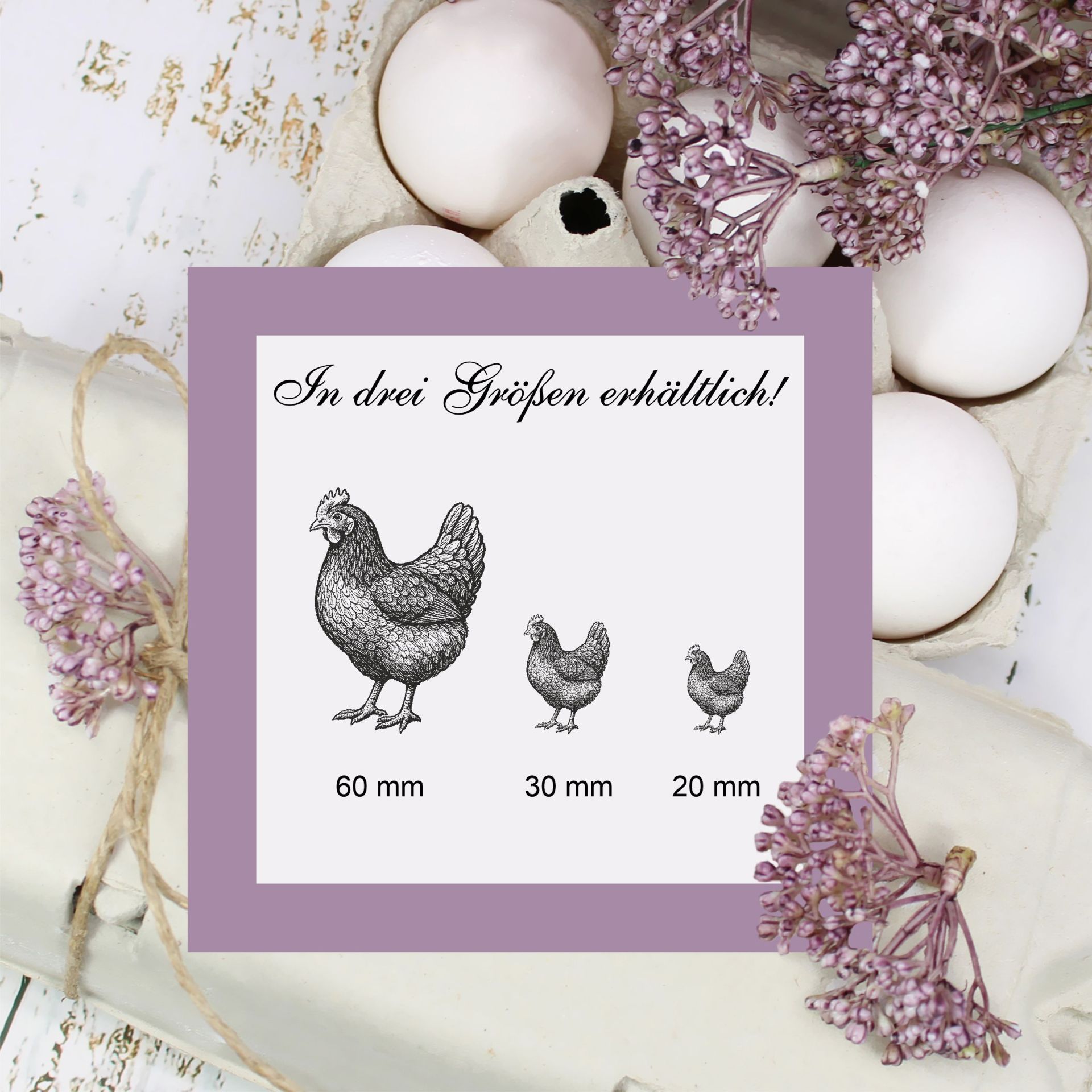 Bovan Motivstempel Huhn – in 3 Größen | Buchenholz & Lasergravur ...